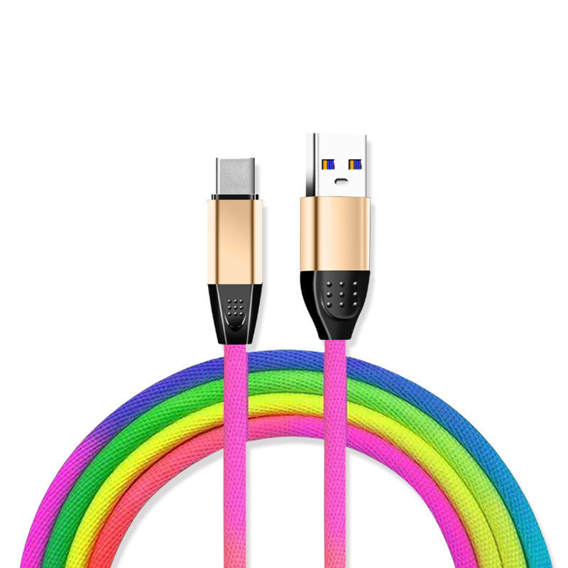 3ft rainbow colorful usb cable for iphone android type c mobile phones ...